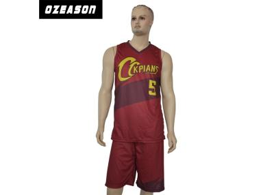 Cina L'abbigliamento degli uomini degli abiti sportivi di compressione/Jersey marrone rossiccio pallacanestro di sublimazione per il gruppo della scuola in vendita