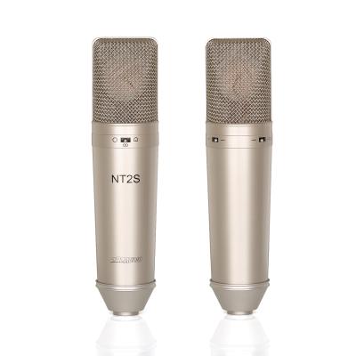 China Light-weight 48V Wired Gold Metal Condenser Microphone for Singing and Gaming Needs for sale