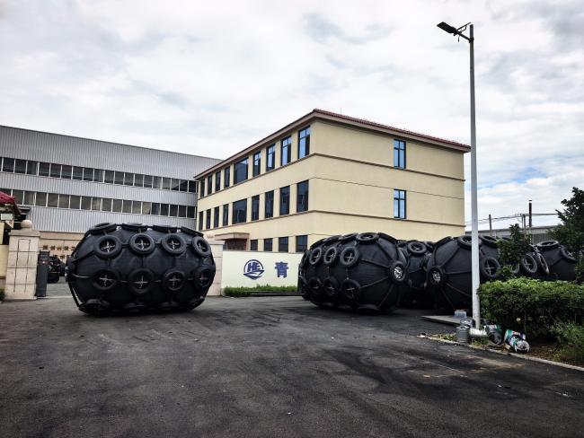 Marine Rubber Fender in use at a port
