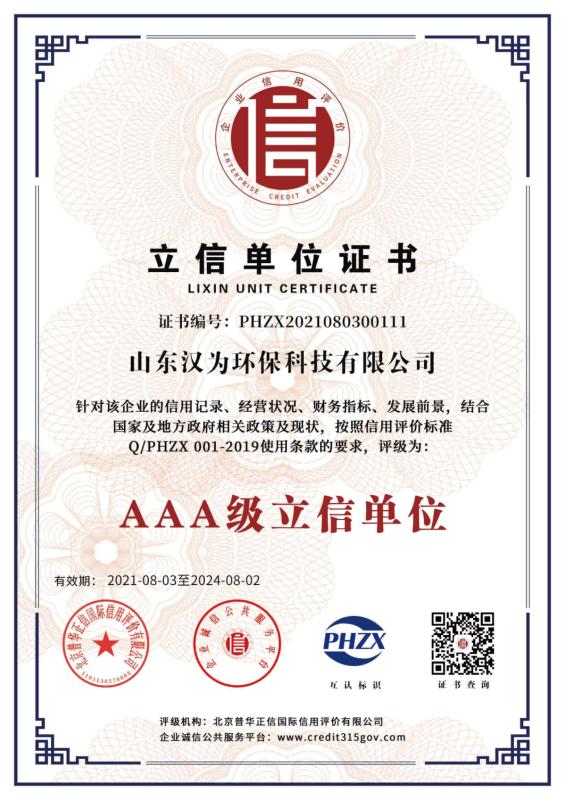 AAA Lixin Unit Certificate - Shandong Sinovis EP Tech Co., Ltd