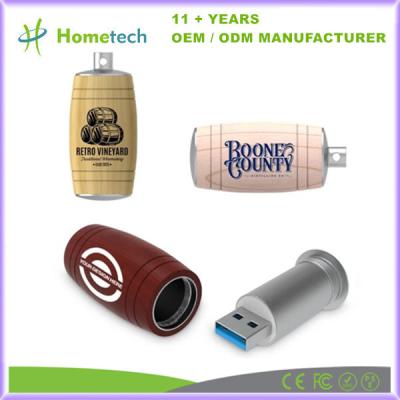 China Wood Color USB Flash Drive 8GB-256GB Forma de cubo de vino con interfaz USB 2.0/3.0 en venta