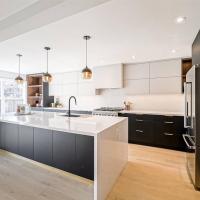 Quality Kitchen Renovation Professional Matte Kitchen Cupboards with Quartz Stone Countertop for sale