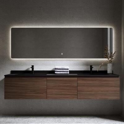 Modern Style Waterproof Custom Double Sink Wall Hung Bathroom Vanity with Silver