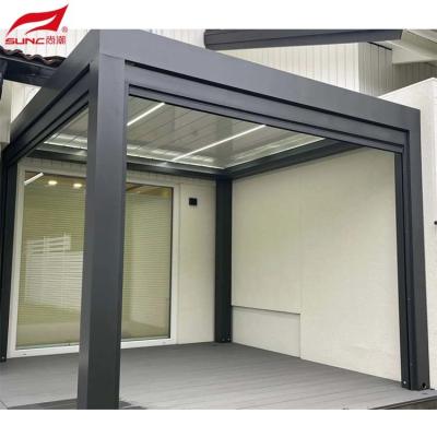 Chine Toit extérieur motorisé moderne de patio d'arrière-cour en aluminium à abats-sons de pergola à vendre