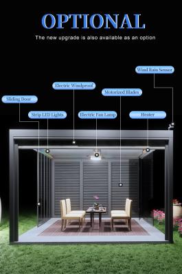 Chine Pergola en aluminium à moteur avec lunettes coulissantes à vendre