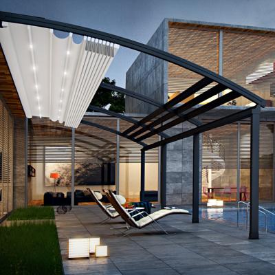 Chine Parasol extérieur adapté aux besoins du client en aluminium escamotable Gazabo d'écran latéral de tente de tissu de PVC à vendre