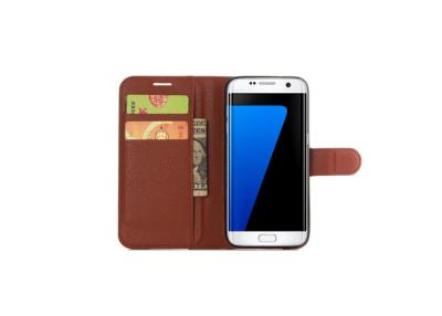 China Pu-het Geval van de Samsung Galaxyportefeuille, Bruine de Portefeuillegevallen van de Kleuren Mobiele Telefoon Te koop