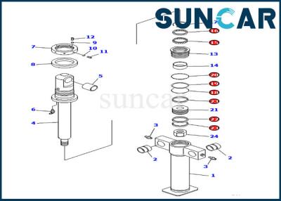 China PC200SC-6 Komatsu Inner Parts 707-98-47700 Clamshell Bucket Cylinder Sealing Kit Service Kits for sale