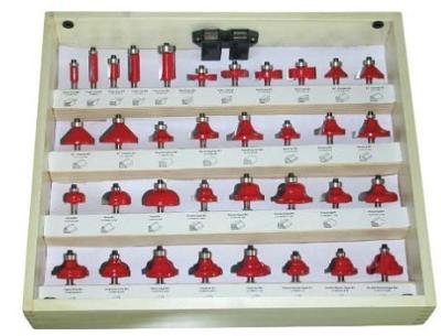 Cina 35 set TCT router bit imposta per la lavorazione del legno, parti di taglio in carburo di tungsteno micrograna in vendita
