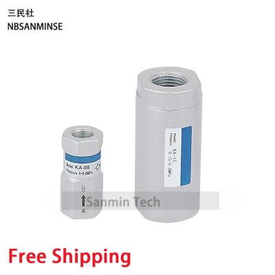 Китай Клапан воздуха 1/8 задерживающего клапана KA NBSANMINSE пневматический 1/4 3/8 1/2 3/4 1 1-1/4 1-1/2 2 один клапан направления для автоматизации продается