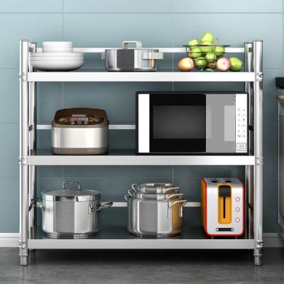 Non Folding Stainless Steel 3 Tier Kitchen Rack Heavy Duty Storage Shelves For