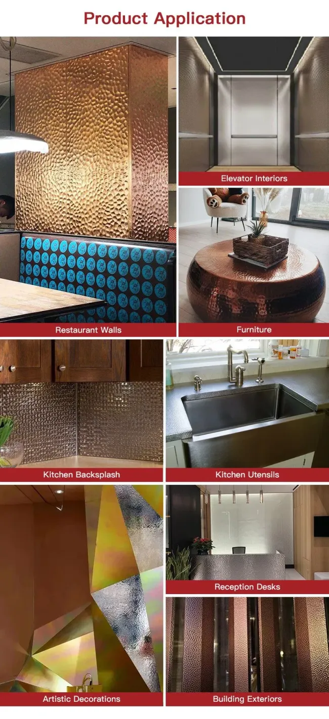 Hammered Metal Sheet 304 316 Stainless Steel Sheet Cladding for Wall Claading or Ceiling Panel