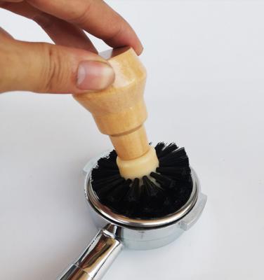 Chine Brosse de nettoyage pour le bol à poudre de la machine à café, manche en bois massif à vendre