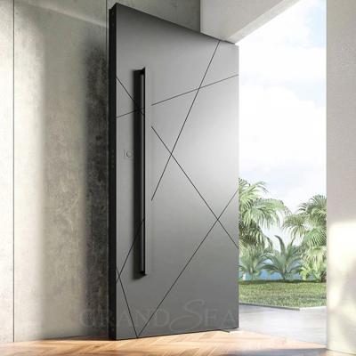 China Modern Design Custom Made Wrought Iron Solid Wood Steel Pivot Entry Door with Factory Price for Residential Projects for sale