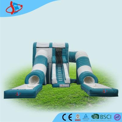Cina Doppio acquascivolo all'aperto gonfiabile della tela cerata/giochi gonfiabili stagno di verde in vendita