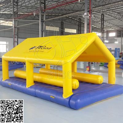 Cina Tela cerata gonfiabile gialla/blu del PVC dell'attrezzatura dei parchi dell'acqua ha sigillato 3 anni di garanzia in vendita