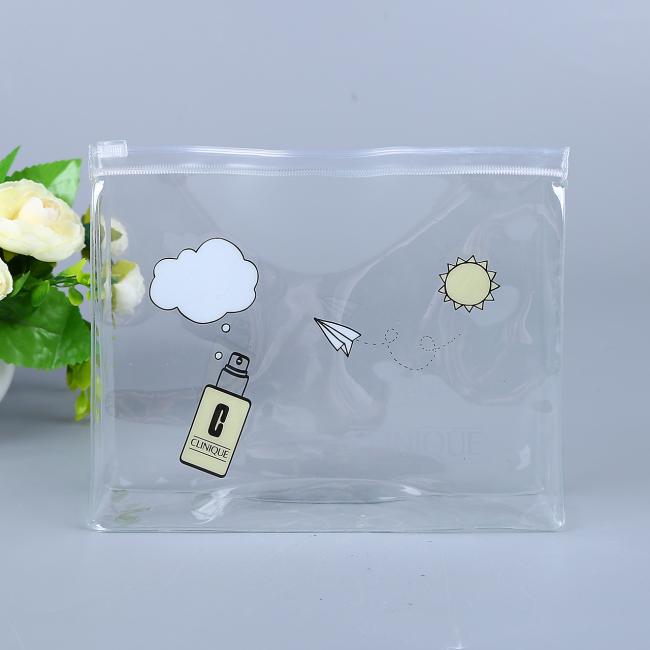 La bolsa de plástico impresa de encargo transparente del resbalador de la cerradura de la cremallera del PVC de Logo Clear de la marca para la bolsa cosmética/del traje de baño/del documento de la cremallera