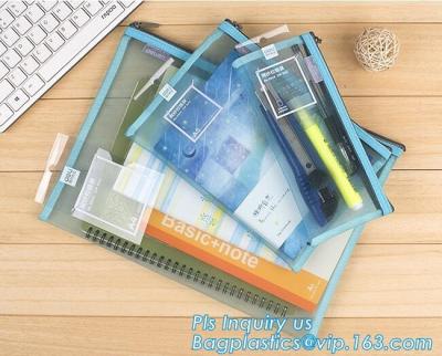 중국 플라스틱 PVC 파일 부대 투명한 메시 지퍼 부대 방수 처리 문서 부대, A4 A5 A6 투명한 지퍼 파일 부대 pvc 저 판매용