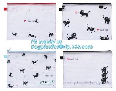 중국 pen folder bag for holding small stationery, plastic mesh zipper document bag, Student A4/A5/A6 Notebook Document File P 판매용