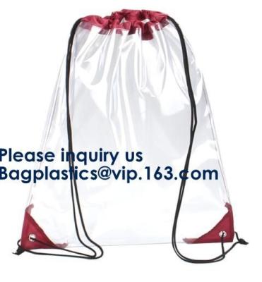 Cina Lo zaino della borsa di cordone del PVC con lo zaino trasparente promozionale inferiore solido del cordone della radura del PVC di abitudine 210D insacca in vendita