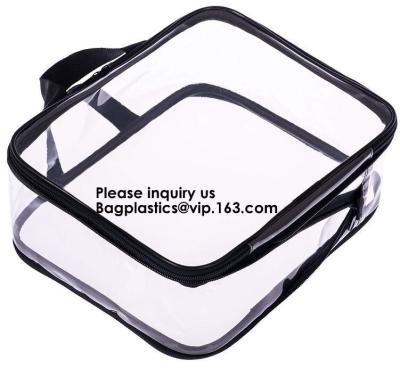 Cina La chiara borsa della chiusura lampo con la chiusura dell'imballaggio di compressione, la borsa dell'articolo da toeletta con la disposizione rosa e la chiusura lampo che chiude il PVC zipper i bageas del sacchetto in vendita