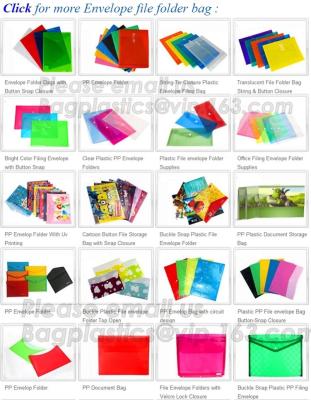 China bolso impreso lindo de encargo de la carpeta de archivos del documento plástico a4 de la carpeta del bolsillo del sobre de los pp que lleva en venta