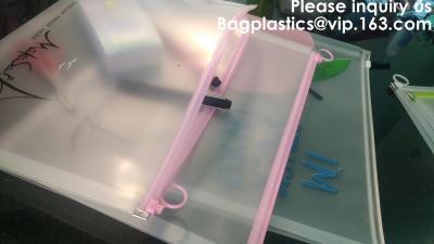 중국 A4 A5 A6 B5 지퍼를 가진 투명한 PP Froested 파일 부대, PP 화장품 사무용품을 위한 플라스틱 ZIP 파일 부대, bagease 판매용