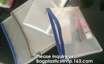 Китай Сумка папки файла молнии водоустойчивой сетки PVC A4/A5/A3 прозрачная, сумка памяти файла сетки молнии двойника A4 с цветом продается