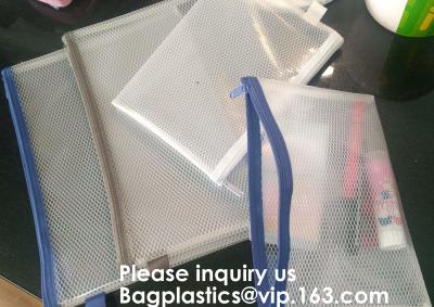 Китай Сумка папки файла молнии водоустойчивой сетки PVC A4/A5/A3 прозрачная, сумка памяти файла сетки молнии двойника A4 с цветом продается