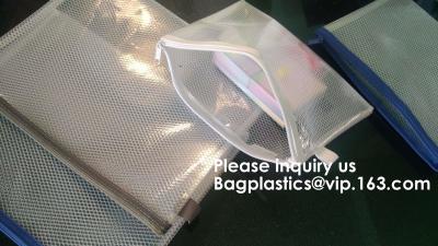 Китай Сумка папки файла молнии водоустойчивой сетки PVC A4/A5/A3 прозрачная, сумка памяти файла сетки молнии двойника A4 с цветом продается