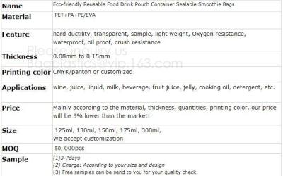 中国 注文の印刷のロゴの口が付いている良質の環境に優しく再使用可能な清涼飲料袋は、口の袋のdoypackアルミニウムを立てます 販売のため