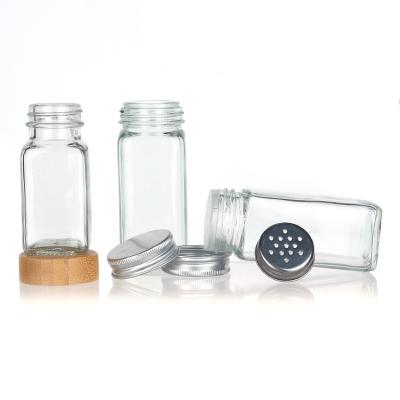 China Custom Design 120ml 180ml 6oz Empty Seasoning Packaging Bottle 4oz square Glass Spice Jar With Label Maker for sale