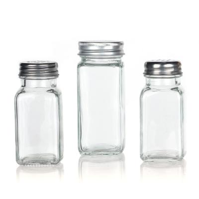 China Glass Salt and Pepper Shaker Container 4OZ Glass Spice Jar Containers With Labels for sale