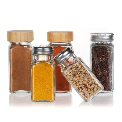 China 4oz 6oz 9oz Small Glass Spice Jars Bottles W/Dual Sifter Cap Perfect for Storing Spice, Herbs and Powders for sale