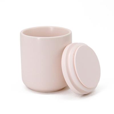 China Matte Multi-colored Wedding Home Decor Candle Cup Container Ceramic Empty Candle Jars Without Lid for sale