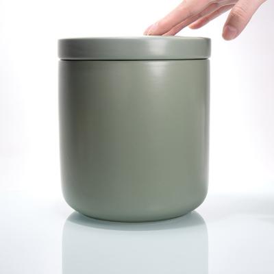 China Custom Stoneware Ceramic Candle Pot Terracotta Jar Candle Vessels for Home Decor for sale