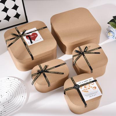 China 15cm 20cm Kraft Paper Packaging Box Square Corner Gift Box Jewelry Boxes For Souvenirs for sale