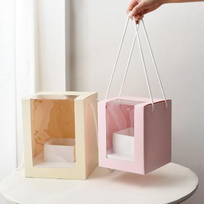 China Eternal Blooms Cardboard Display Boxes Transparent  Flower Windowed Cake Boxes for sale
