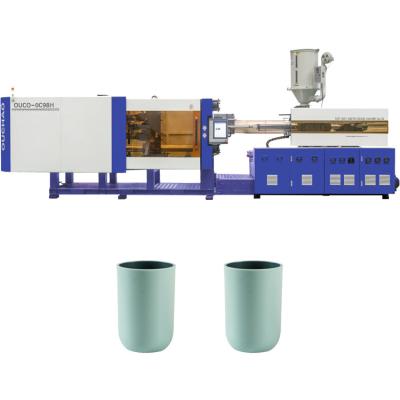 中国 98t Blue Servo Motor Injection Molding Machine Making Plastic Cup High Performance High Output 販売のため