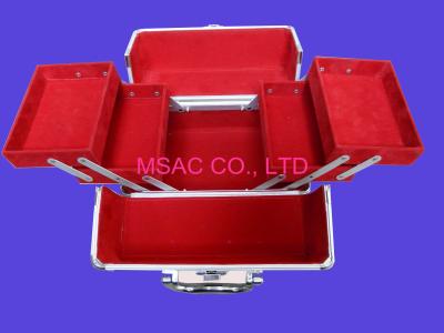 Chine Doublure rouge en aluminium de caisse cosmétique de ruban à l'intérieur de L 280 X W 180 X H 180mm à vendre