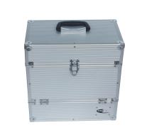 Cina Organizzatore di DVD della scatola di stoccaggio del musique del supporto record di LP di caso di stoccaggio di alluminio retro in vendita