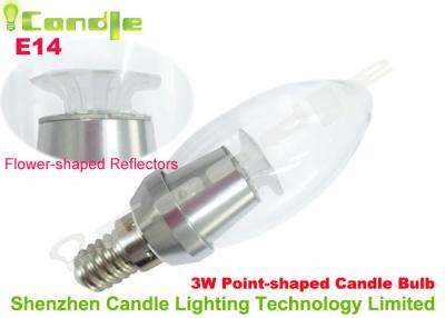 Cina 1070 E14 di alluminio hanno condotto i riflettori Ra80 a forma di punto 270lm del fiore del vetro trasparente della lampadina della candela in vendita