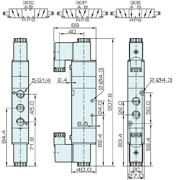G1/4」4V330C-08 AirTACのタイプ電磁弁 G1/4」4V330C-08 AirTACのタイプ電磁弁