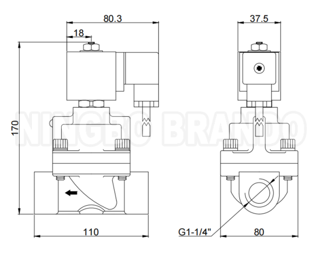 1-1/4'' High Pressure Stainless Steel Solenoid Valve 80 Bar 12V 24V 0