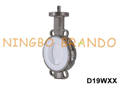 China Válvula de mariposa de tipo wafer sin cabeza revestida con PTFE DN40 a DN700 en venta