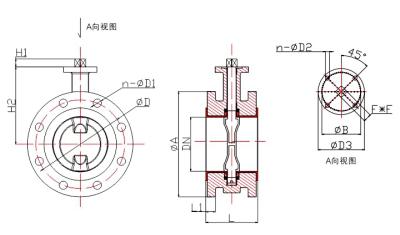 중국 PTFE 류의 두 배 플랜지 헤드리스 버터플라이 밸브 DN40 ~ DN600 판매용