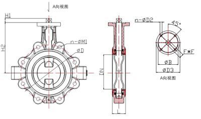 Chine DN40 à DN600 Ventilateur papillon sans tête de type lug avec revêtement en PTFE à vendre