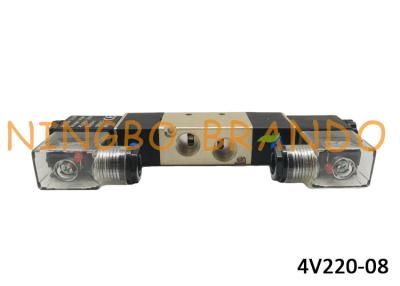Κίνα 5 τρόπος 2 θέση 1/4» NPT εσωτερικά πειραματική βαλβίδα σωληνοειδών 4V220-08 με το διπλό σώμα αργιλίου σπειρών προς πώληση