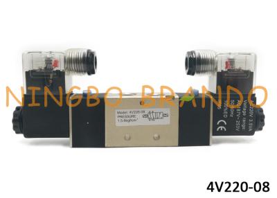 Κίνα 5 τρόπος 2 θέση 1/4» NPT εσωτερικά πειραματική βαλβίδα σωληνοειδών 4V220-08 με το διπλό σώμα αργιλίου σπειρών προς πώληση