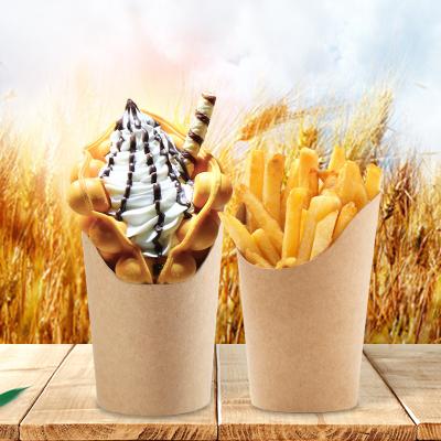 Cina 12oz, tazza del mestolo di carta kraft di 16oz per la patata francese Chips Popcorn dei fuochi in vendita